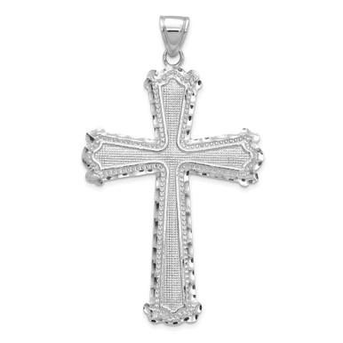 14K White Gold Diamond-cut Cross Pendant at BillyTheTree Jewelry