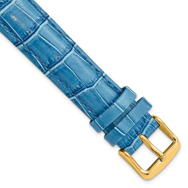 DeBeer 18mm Blue Crocodile-Style Grain Chrono Gold-tone Buckle Watch ...