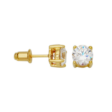 ELLE 6mm Gold-Plated Sterling Silver "Glamorous" CZ Stud Earrings by ...