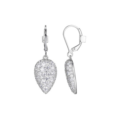 ELLE Sterling Silver "Glimmer" Teardeop CZ Leverback Drop Earrings by ...