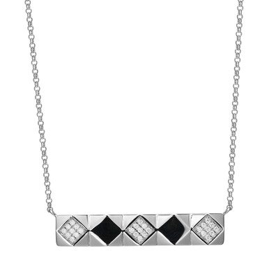 ELLE 17"+3" Sterling Silver "Captivate" CZ East West Bar Necklace by ...