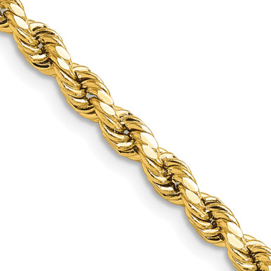 20" 14K Yellow Gold 4mm Semi-solid Diamond-cut Rope Chain Necklace at ...