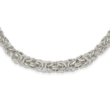 17" Sterling Silver 6.4mm Polished Byzantine Graduated Link Chain ...