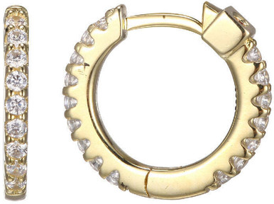 ELLE Jewelry - 15mm Gold-Plated Sterling Silver Hoop Earrings with ...