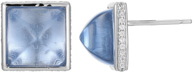 ELLE Jewelry - "Pivot" Rhodium-Plated Sterling Silver Lab-Created Blue ...