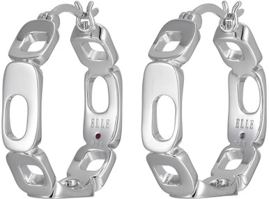 ELLE Jewelry - 24mm Rhodium-Plated Sterling Silver Lookout Collection ...