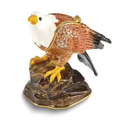 Luxury Giftware by Jere Bejeweled EXCALIBUR Bald Eagle on Rock Trinket ...