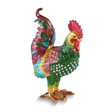 Luxury Giftware by Jere Bejeweled COLONEL Colorful Rooster Trinket Box ...