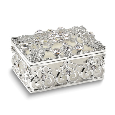 Luxury Giftware by Jere Bejeweled ALLURING Rectangle Silver-tone Heart ...