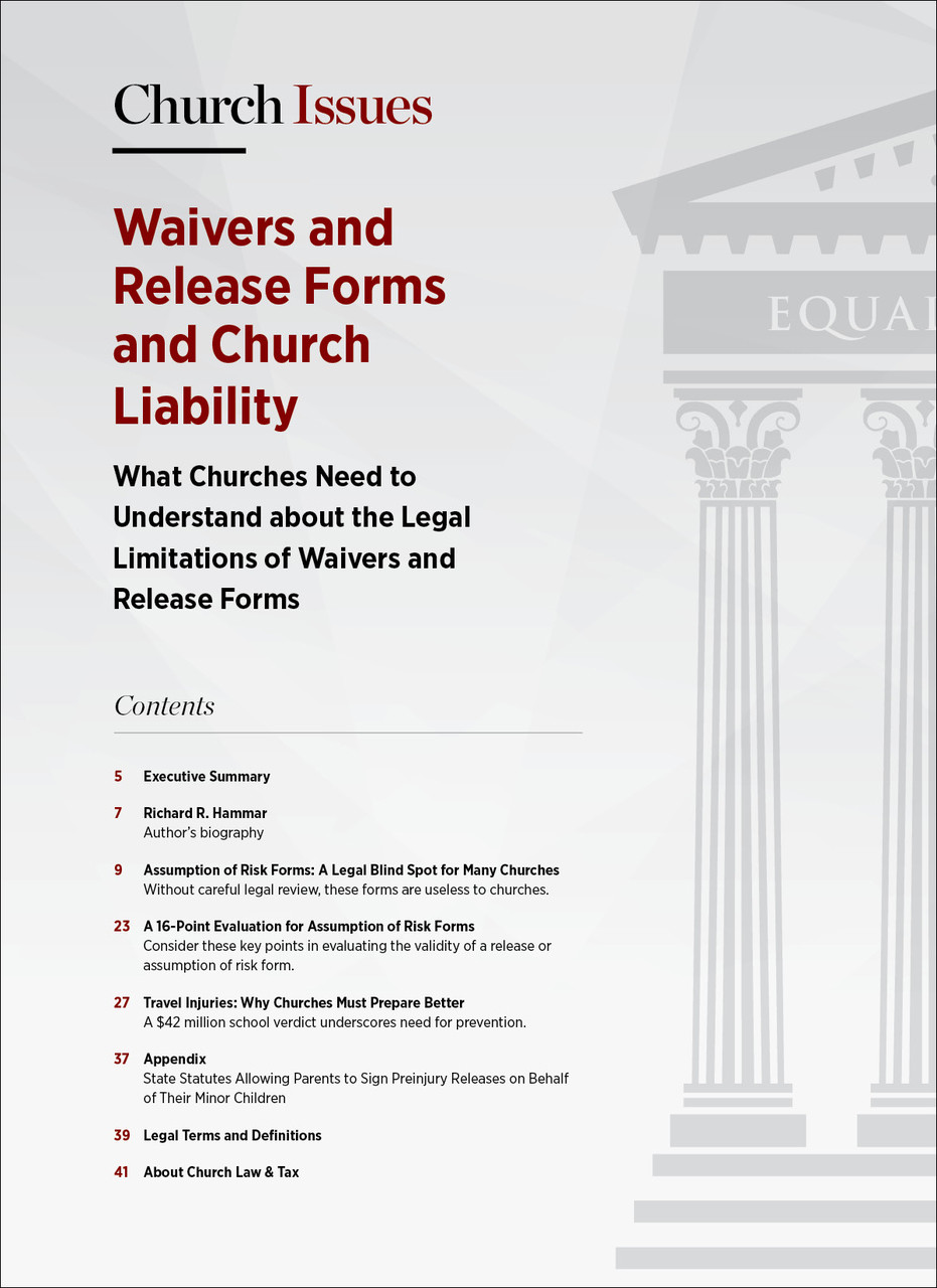 Church Issues: Waivers and Release Forms and Church Liability