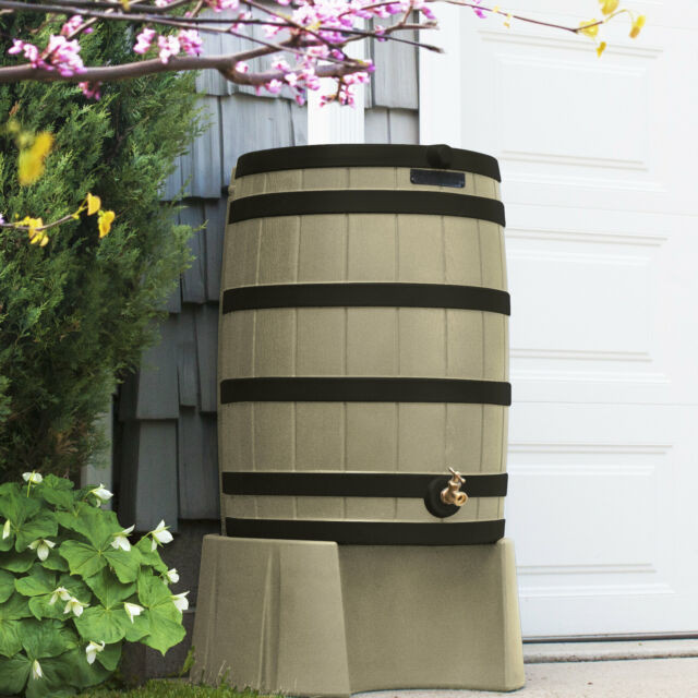 Good Ideas Rain Wizard Rain Barrel with Darkened Ribs 50-Gallon ...