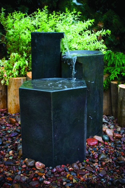 Formal Basalt Column Set, Decorative Bird bath, Decorative Fountain