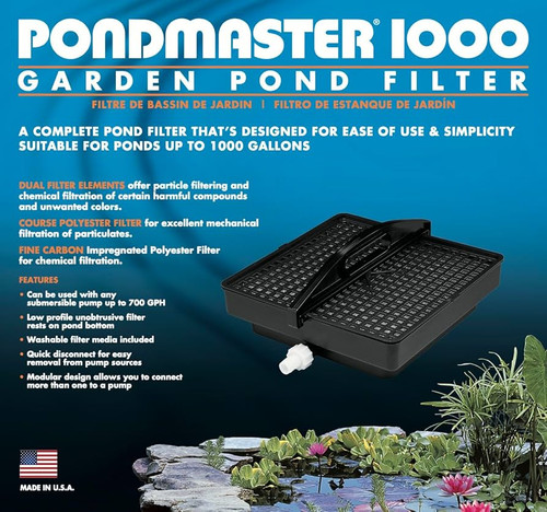 Pondmaster PM 1000 Small to Medium Garden Pond Filter w/ Locking Handle ...