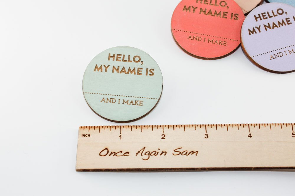 Custom Wood Name Tags - Hand painted Laser Etched (Your Custom Text ...