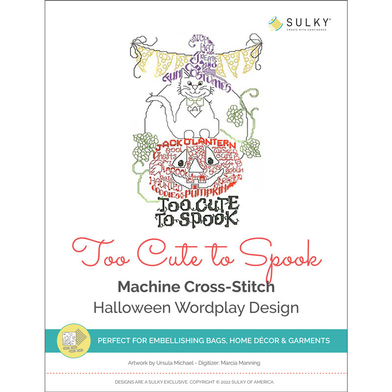 Too Cute to Spook Machine Cross-Stitch Halloween Wordplay Design by ...