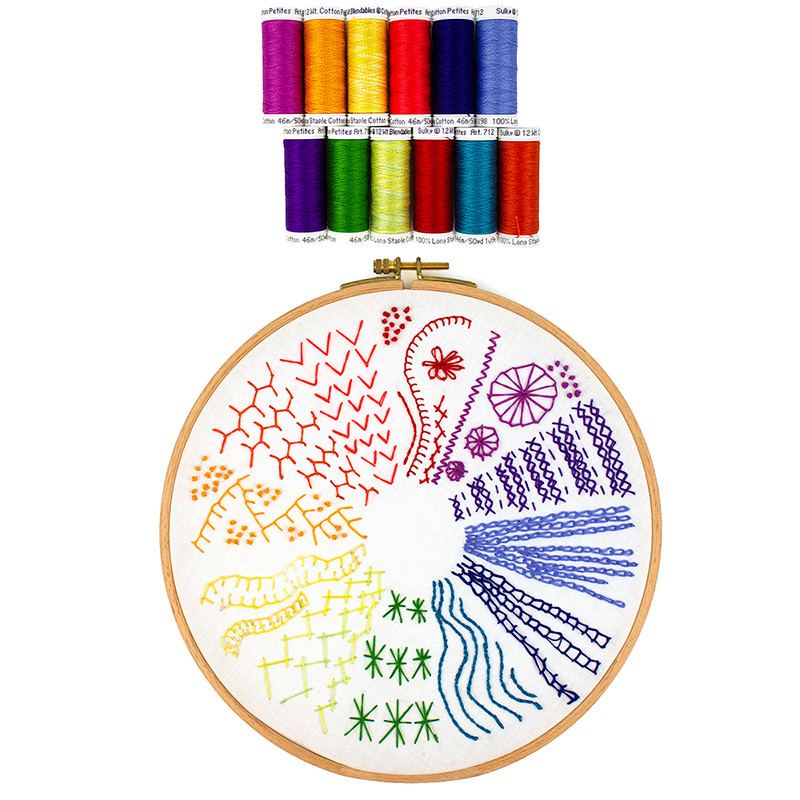 Rainbow Color Wheel Hand Embroidery Stick 'n Stitch Sampler Kit