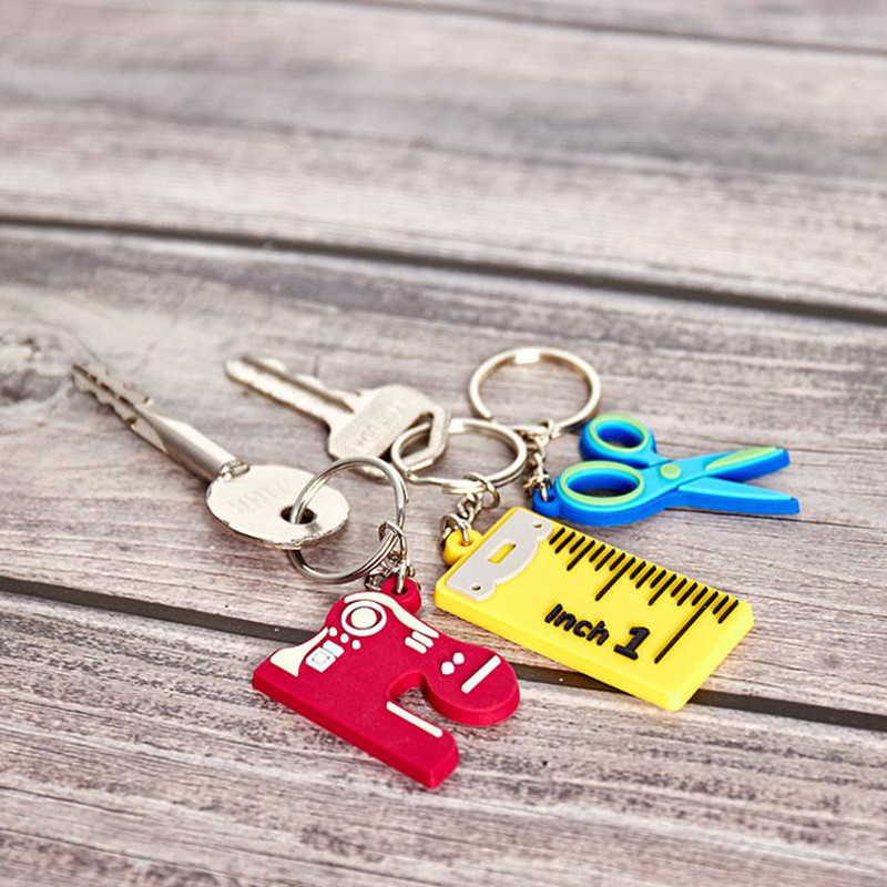 Sewing Key Rings - Sewing Machine, Ruler, Scissors