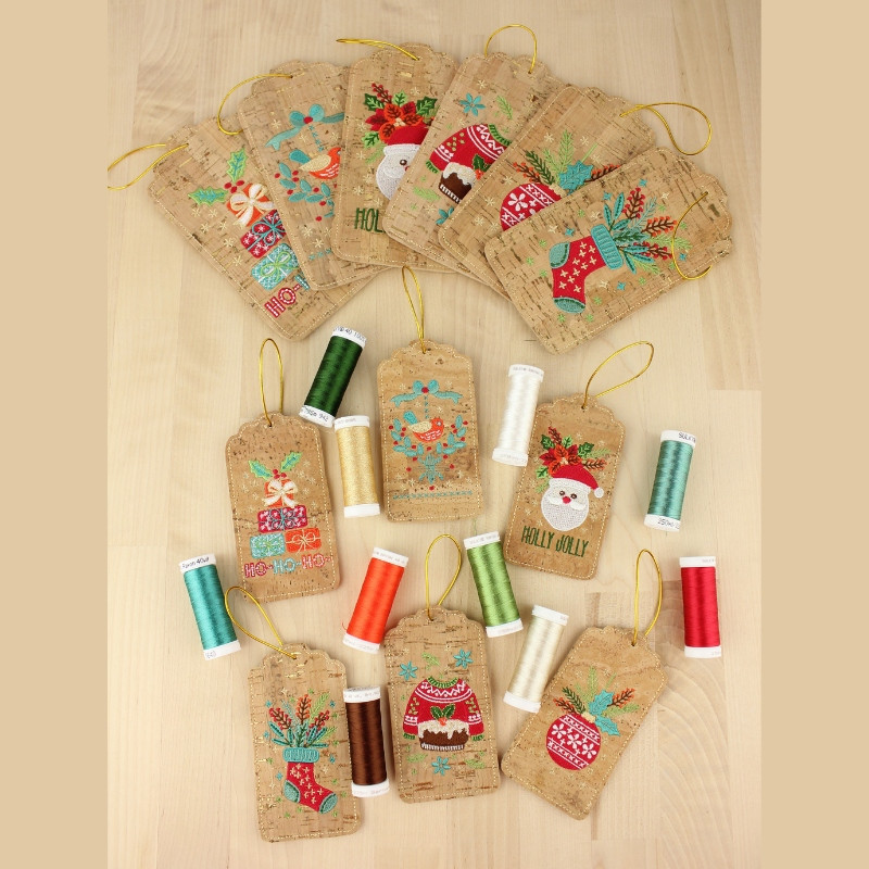 ITH Christmas Gift Tags Machine Embroidery Palette - 10 Spools - 6 Designs