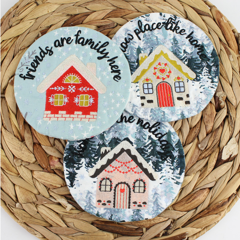 ITH Christmas Coasters Machine Embroidery Palette - 10 Spools - 6 Designs