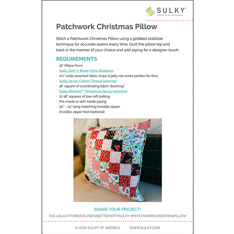 Patchwork Christmas Pillow Digital Pattern