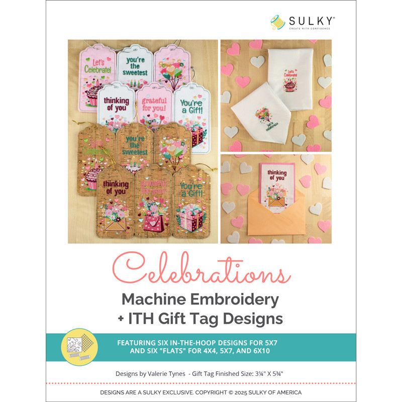 Celebrations Gift Tags ITH Machine Embroidery Collection - 12 Designs