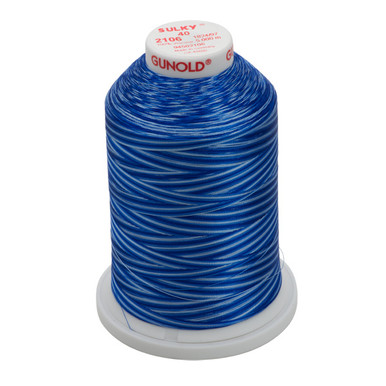 Sulky 40 Wt. Rayon Variegated Thread - Vari-Blues - 5,500 yd. Jumbo Cone