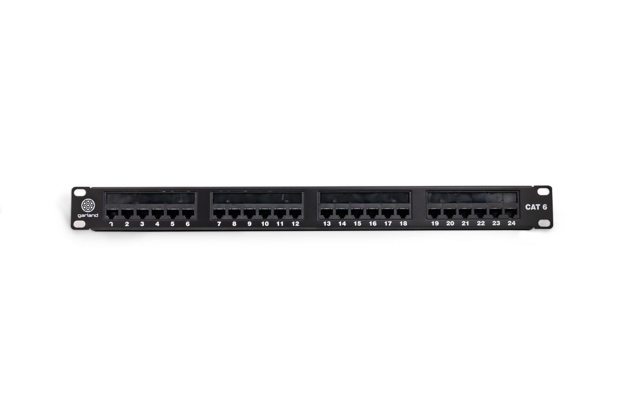 Garland CAT6 1RU Loaded Patch Panel | 24 Port | Black - CtrlOps