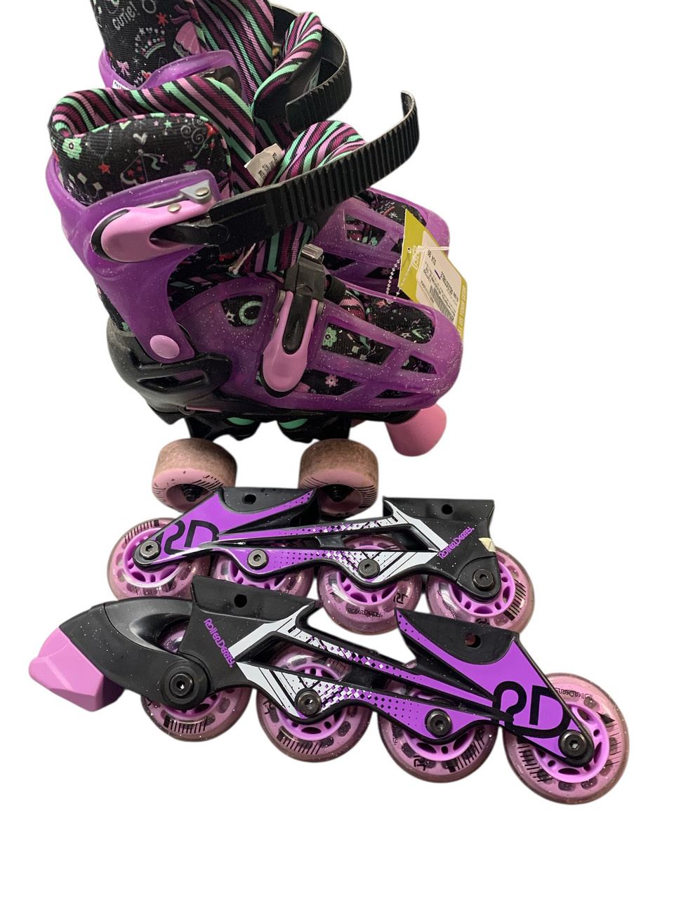 Used RollerDerby ADJUSTABLE SZ 12-2 PRPL/BLK Junior Roller Quad Skates ...
