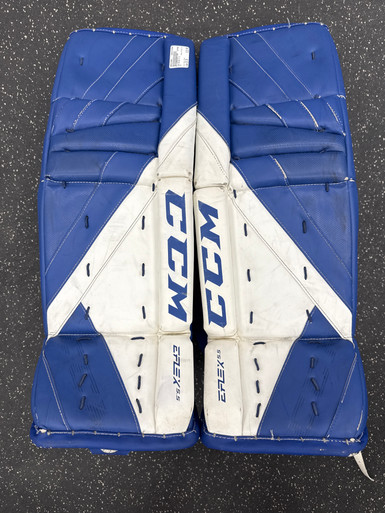 Used CCM EFLEX 5.5 Goalie Leg Pads Junior Navy Blue 28"