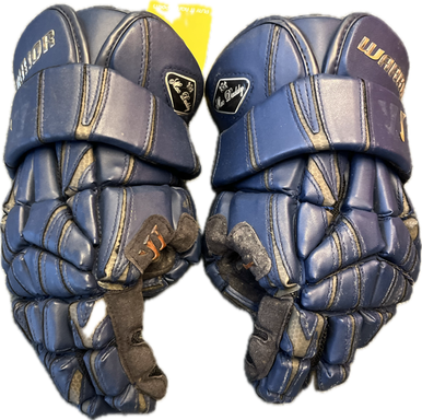 Used Warrior MAC DADDY Lacrosse Gloves Mens Navy Blue LG