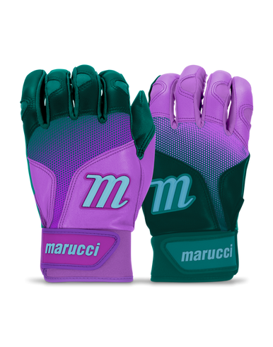 New Marucci PWR FADE BB/SB Batting Gloves Teal/Purple Adult SM