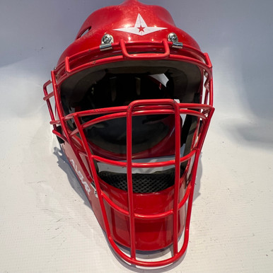 Used All-Star RED CATCHERS HELMET Catchers Helmet w/Mask Red XL