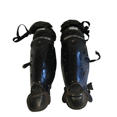 Used FORCE3 ADULT SHIN W/KNEE SAVERS Catchers Leg Guards Black Adult