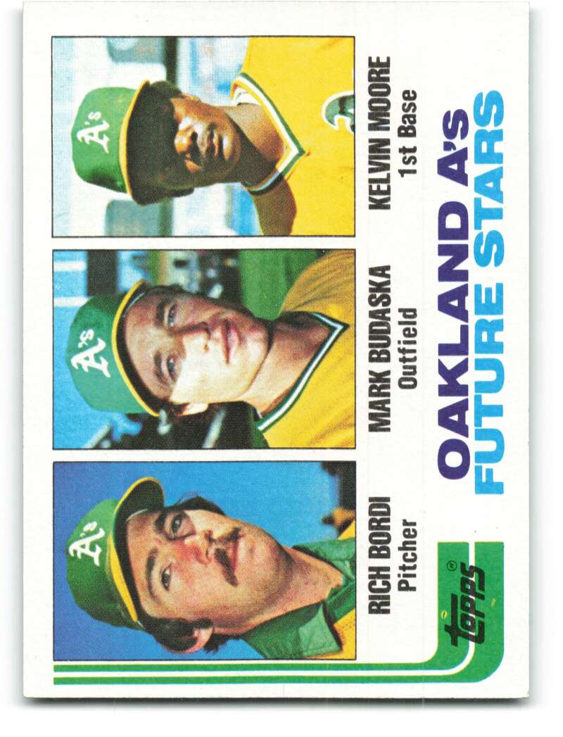 1982 Topps #531 Rich Bordi/Mark Budaska/Kelvin Moore A's Rookies VG RC ...