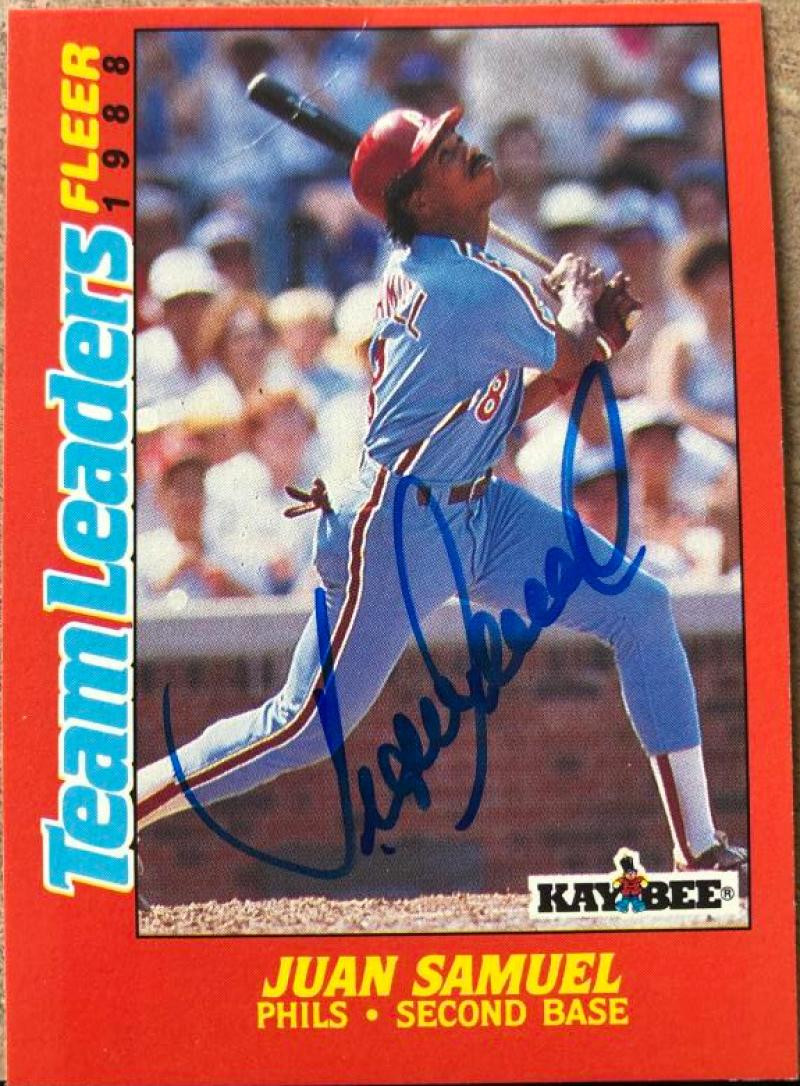 Juan Samuel Autographed 1988 Fleer Kay Bee Team Leaders #33 Creased ...