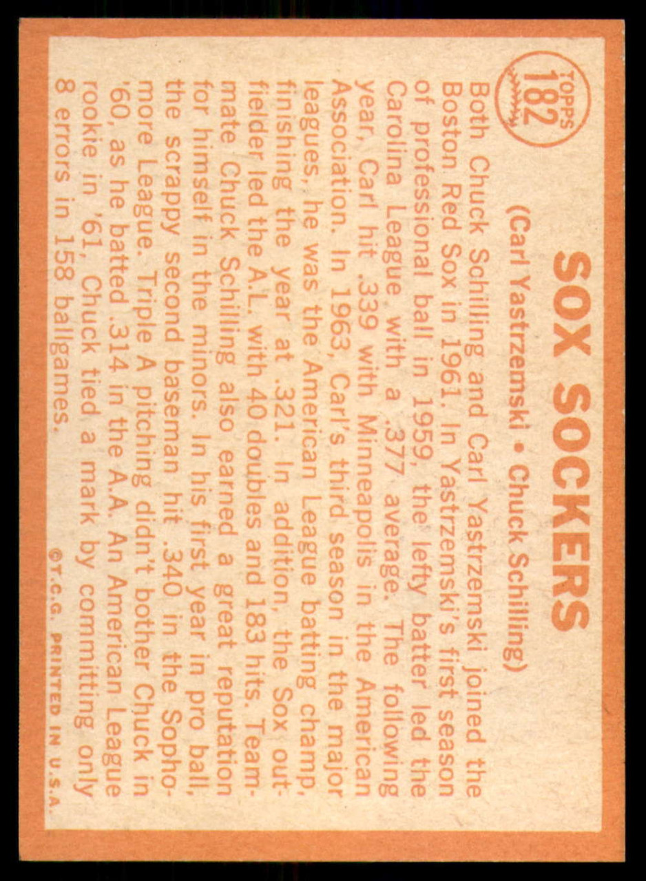 1964 Topps #182 Carl Yastrzemski/Chuck Schilling Sox Sockers VG Boston ...