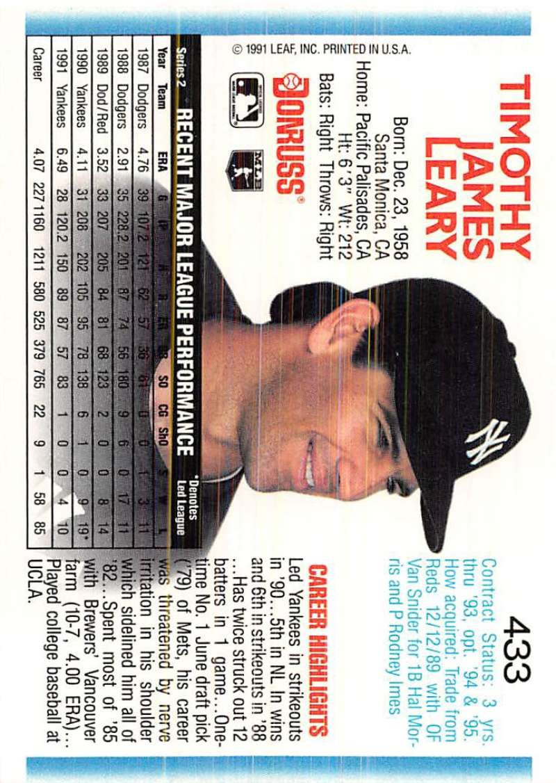 1992 Donruss #433 Tim Leary VG New York Yankees - Under the Radar Sports