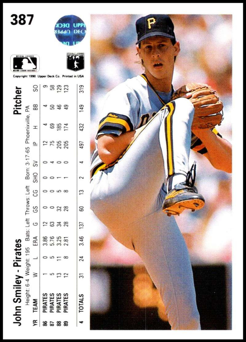 1990 Upper Deck #387 John Smiley VG Pittsburgh Pirates - Under the ...