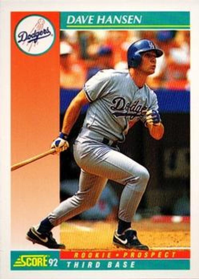 1992 Score #754b Dave Hansen VG Los Angeles Dodgers - Under the Radar ...
