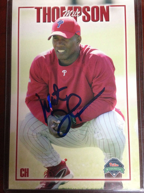 Milt Thompson Autographed Phillies Team Issued Postcard - Under the ...
