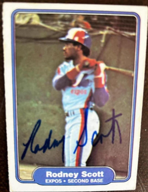 Rodney Scott Autographed 1982 Fleer #207 UER Tim Raines Pictured RARE ...