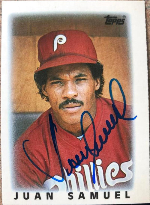 Juan Samuel Autographed 1986 Topps Major League Leaders Mini's #54 ...