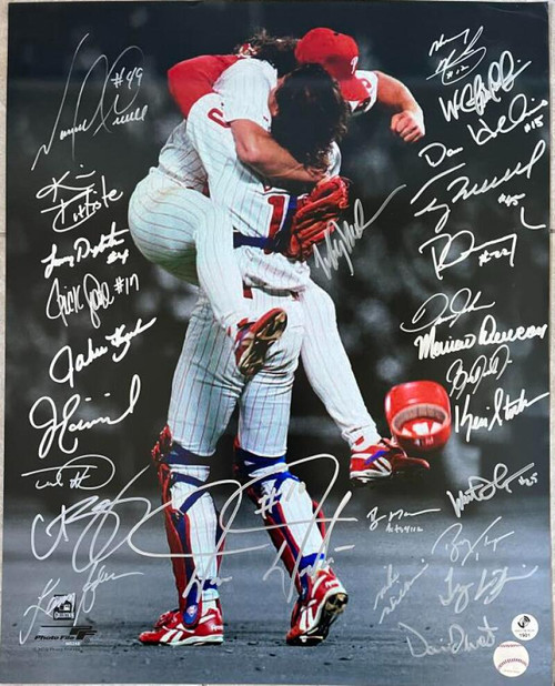 1993 Phillies Celebration 16 x 20 Signed by All 26 Players - Under the ...