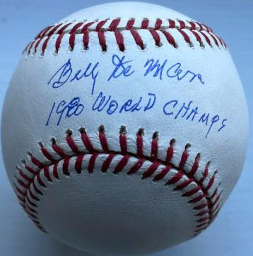 Billy DeMars Autographed ROMLB Baseball 1980 W.S. Champs - Under the ...