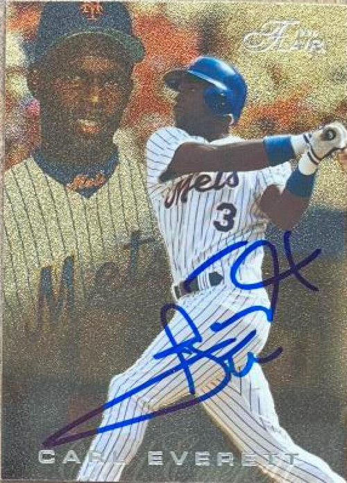 Carl Everett Autographed 1996 Flair #317 Gold Background Silver ...