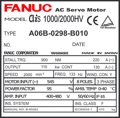 Fanuc A06B-0298-B010 or A06B0298B010 AC Servo Motor - Fanucworld