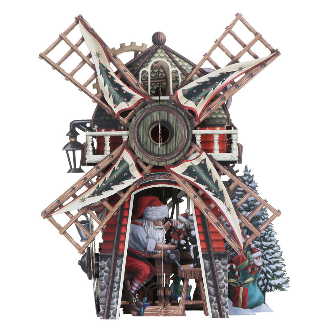 Santa’s Windmill 3D Christmas Card X3D017 - Nonsuch