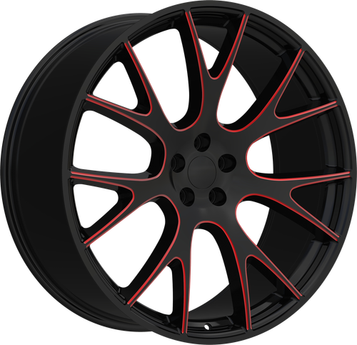 REPLICA 218 5X115 22x9.5 +15 GLOSS BLACK RED MILL - Threepieceus
