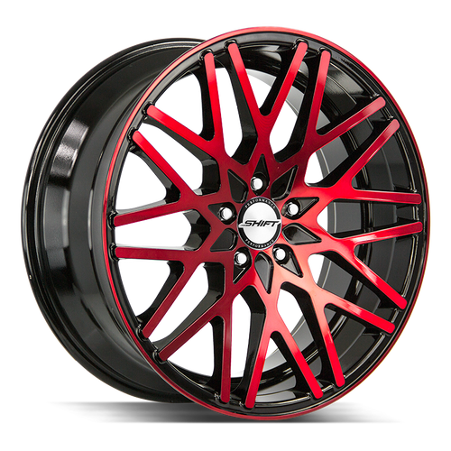 Shift Formula 5x114.3/5x120 18x8 +35 Gloss Black Candy Red Machine ...