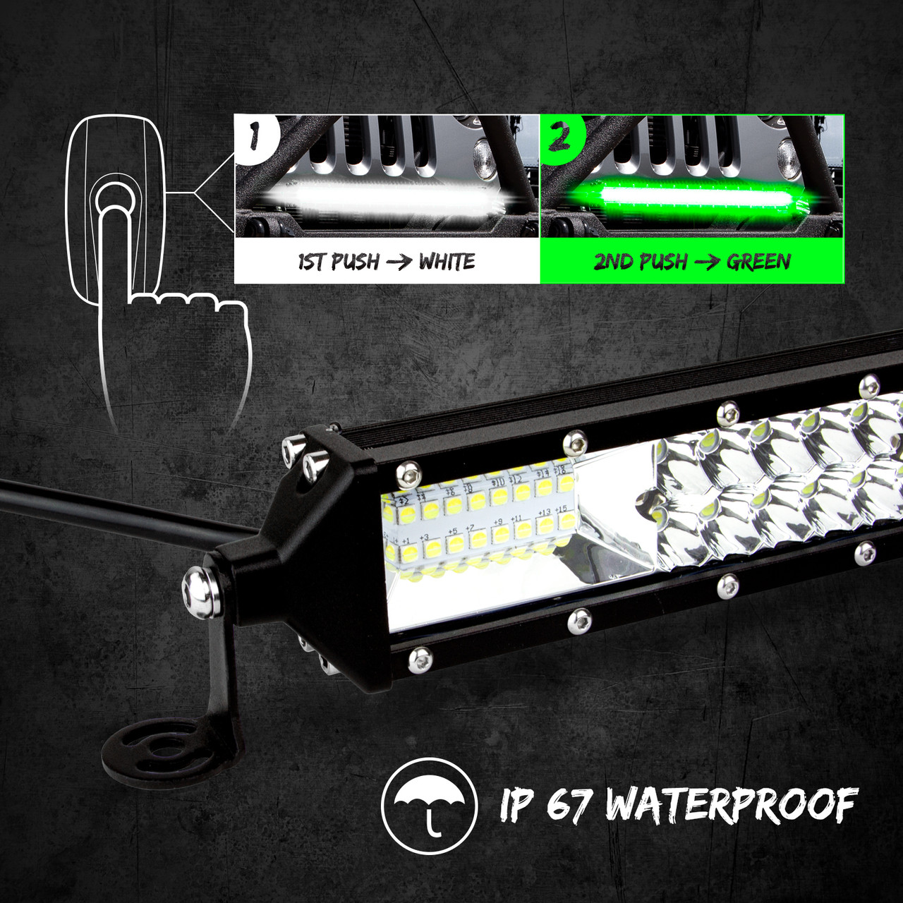2in1 Dual Color LED Light Bar Green White from XKGLOW